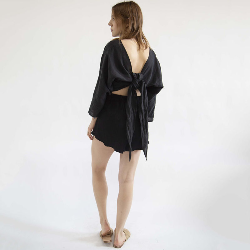 Long Sleeve Tie Top - Hackwith Design House